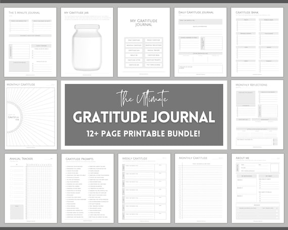 Gratitude Journal Printable BUNDLE Mindfulness Log Gratitude - Etsy