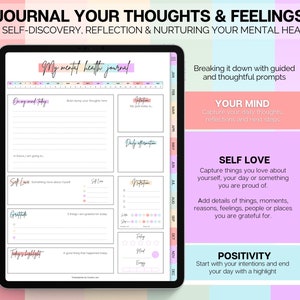 Digital Mental Health Journal, Self Care Digital Planner, Therapy ...