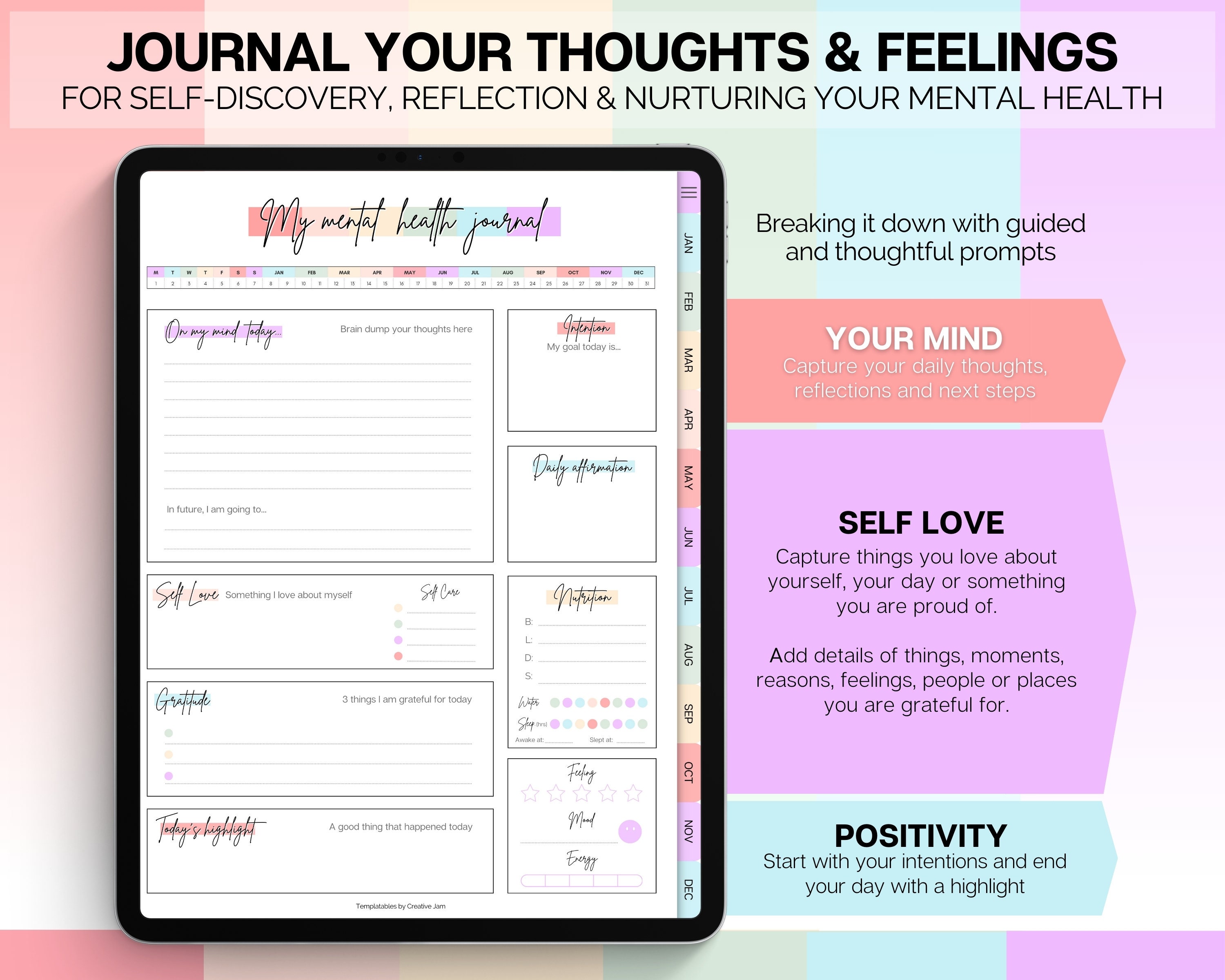 Digital Mental Health Journal, Self Care Digital Planner, Therapy ...