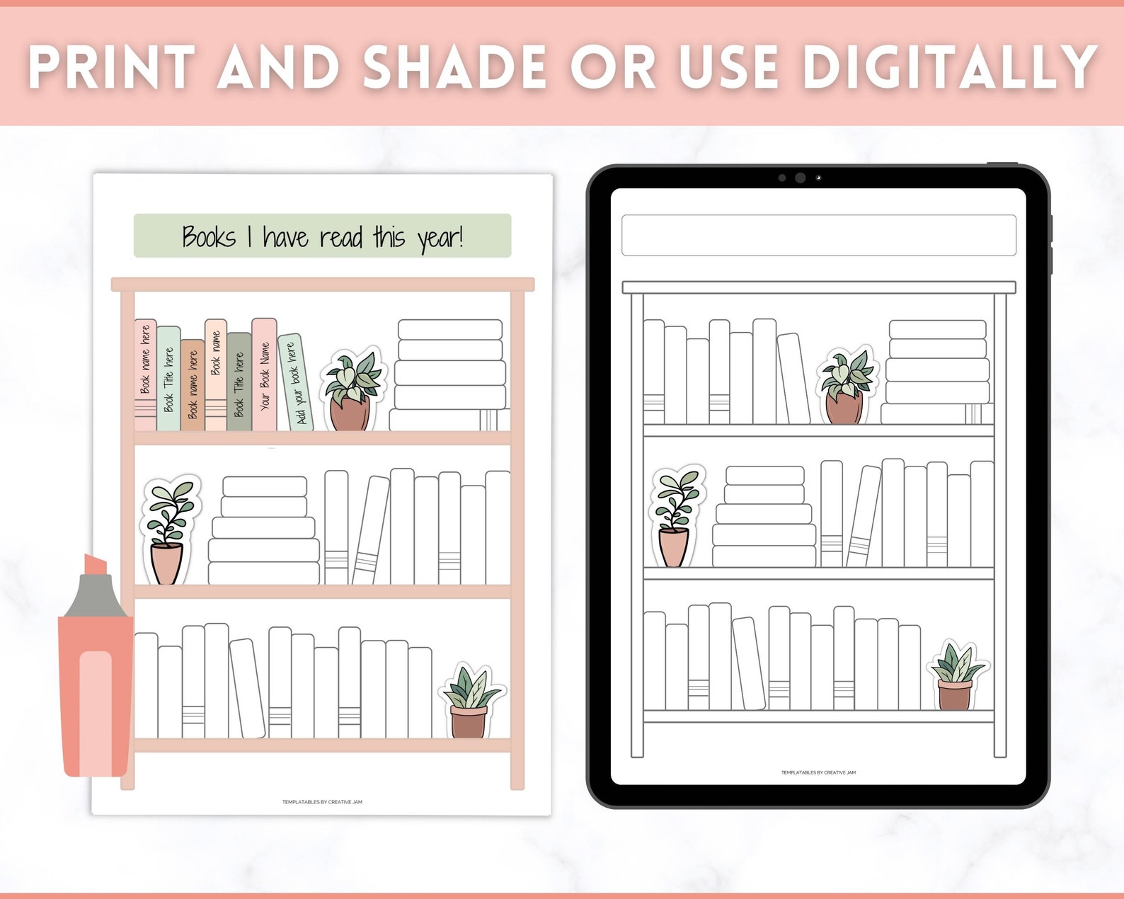 Book Tracker Printable, Bookshelf Reading Poster, Reading Tracker ...