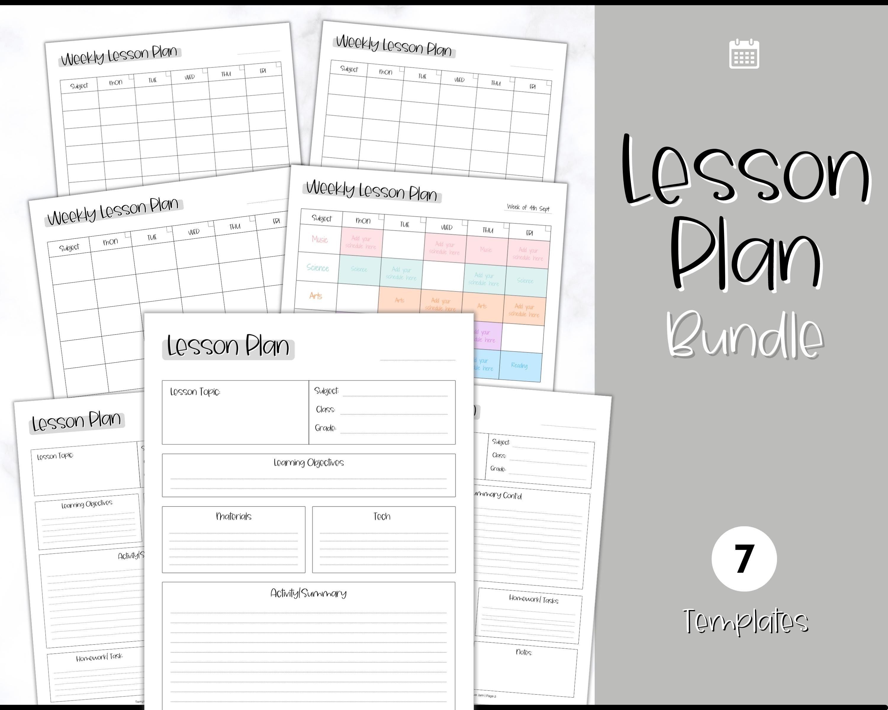 Lesson Plan Template Lesson Planner Printable Homeschool - Etsy