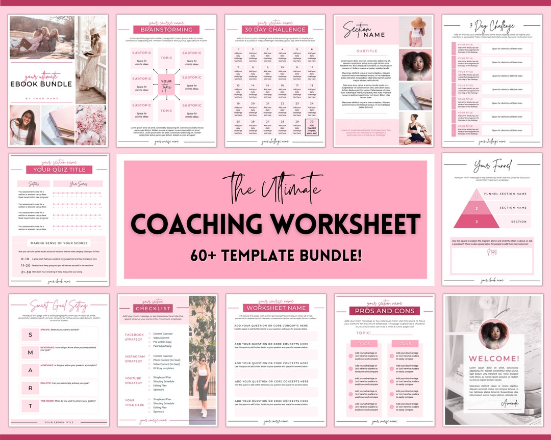 Coaching Worksheet Template Bundle! Canva Workbook Templates, Ebook ...