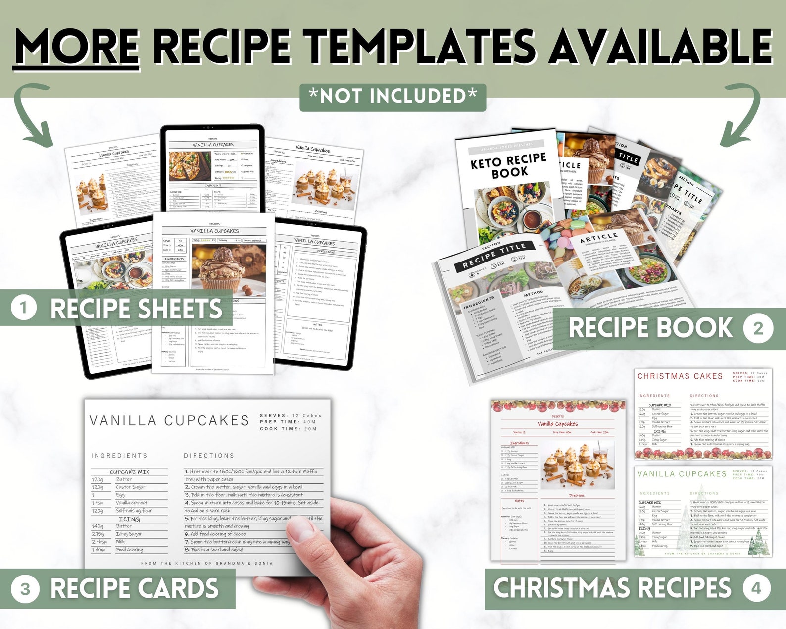 EDITABLE Recipe Binder Kit, Recipe Book Template BUNDLE, Cookbook Kit ...