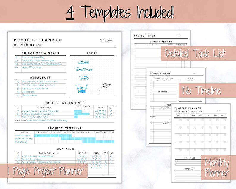 EDITABLE Project Planner Printable. Template BUNDLE Work | Etsy