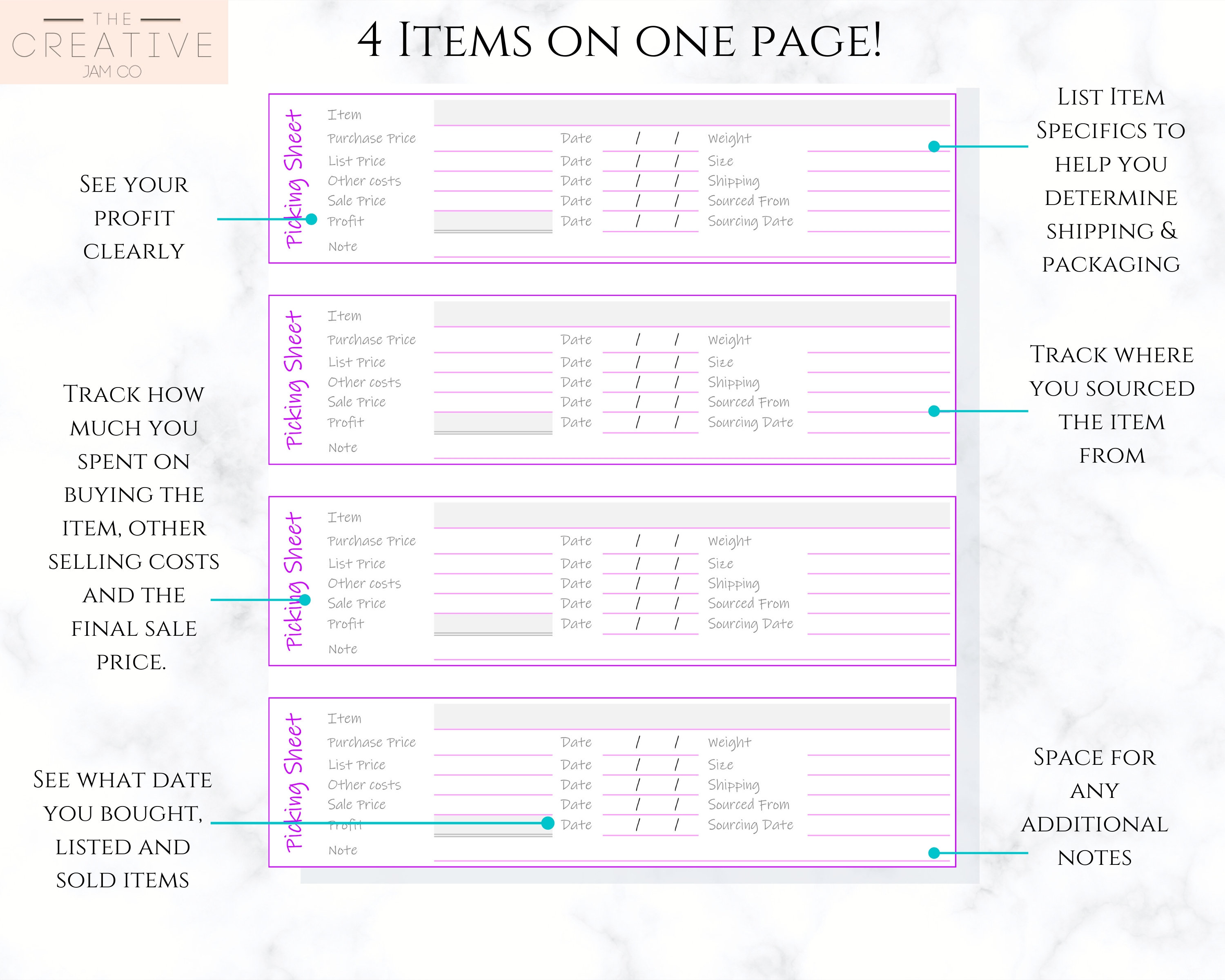 Inventory Picking Sheet for Etsy eBay Amazon Sellers. | Etsy