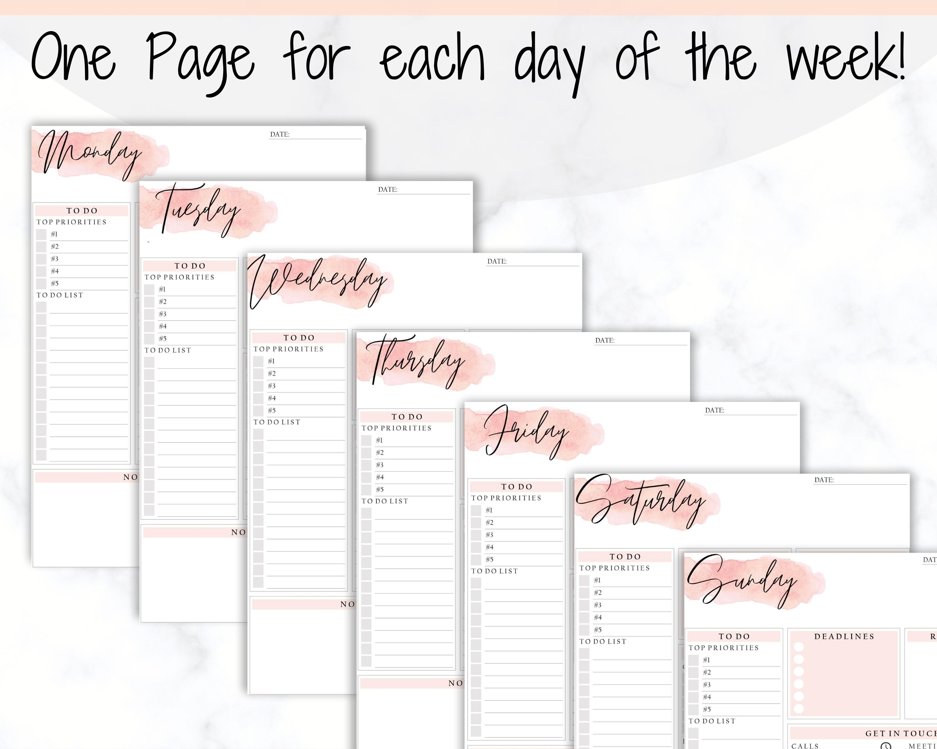 EDITABLE DAILY PLANNER | to Do List | Printable Productivity Day ...