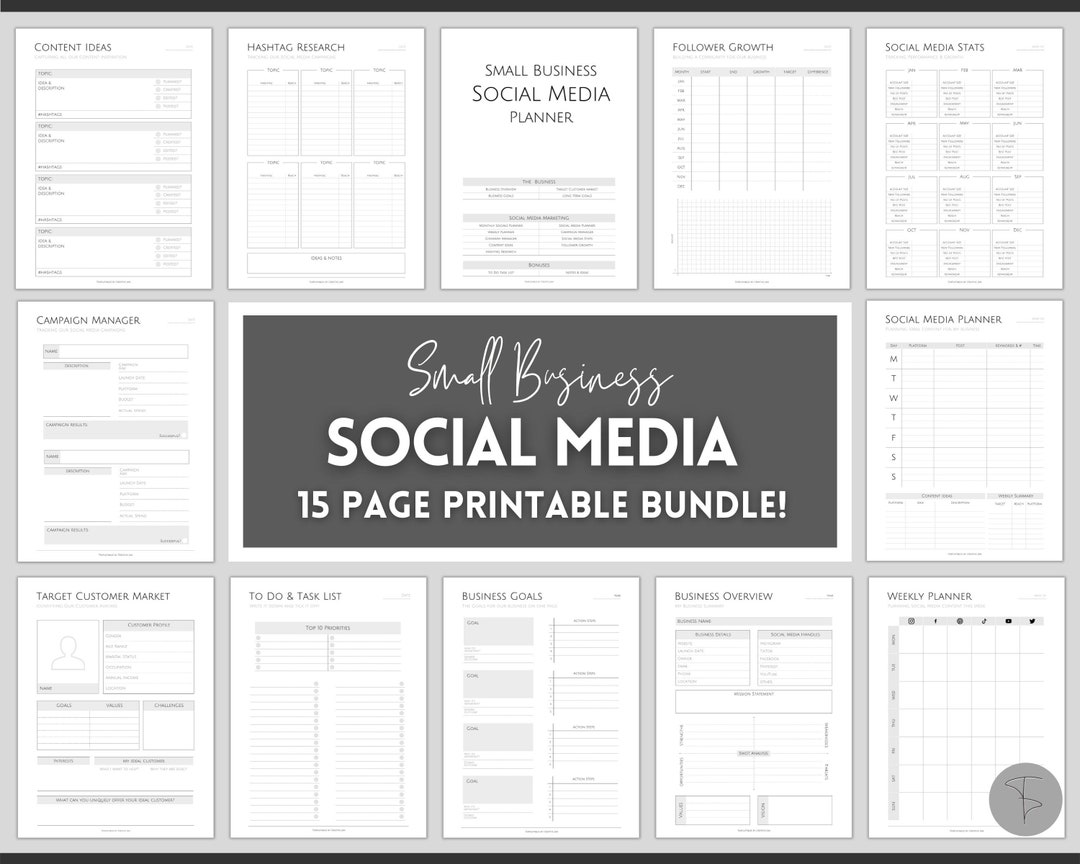 Small Business SOCIAL MEDIA Planner, Content Planner Printable ...