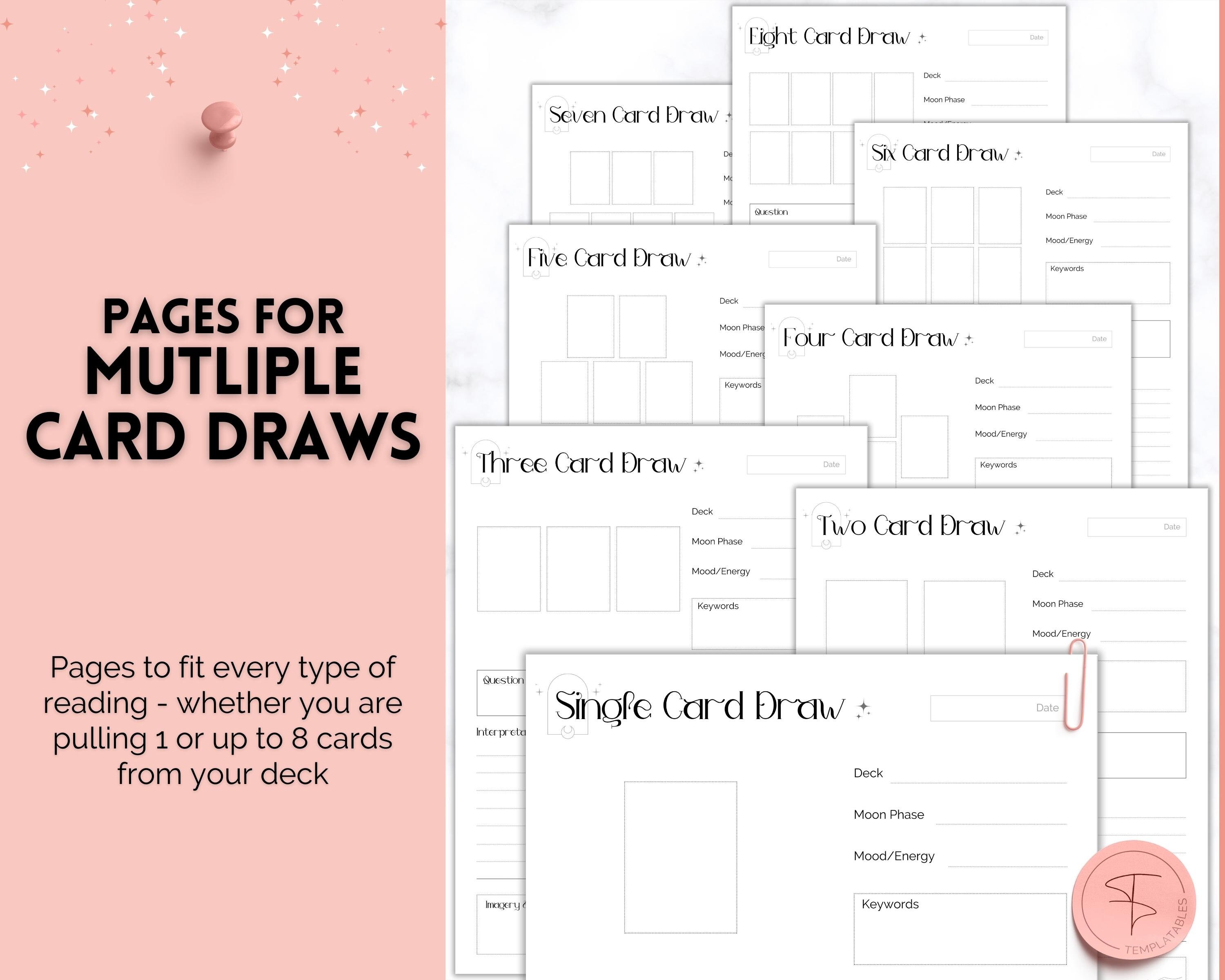 Tarot Journal, 100+ Pg Printable Tarot Planner Workbook, Daily Card ...