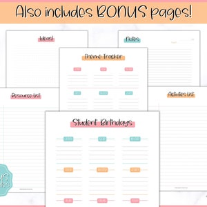 TEACHER Planner Printable, 50+ Pg BUNDLE, Homeschool Teacher, Academic ...
