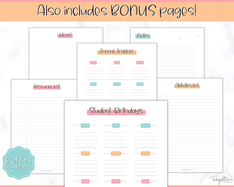 50pg TEACHER Planner Printable BUNDLE Homeschool Teacher - Etsy