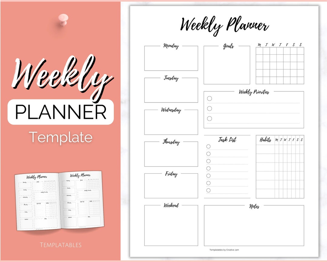 Weekly Planner, Bullet Journal Template, Bujo Weekly Schedule, to Do ...