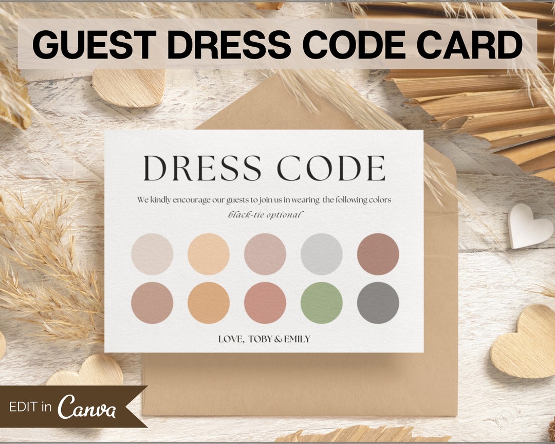 EDITABLE Wedding Dress Code Card, Guest Attire Color Code Card, Attire ...