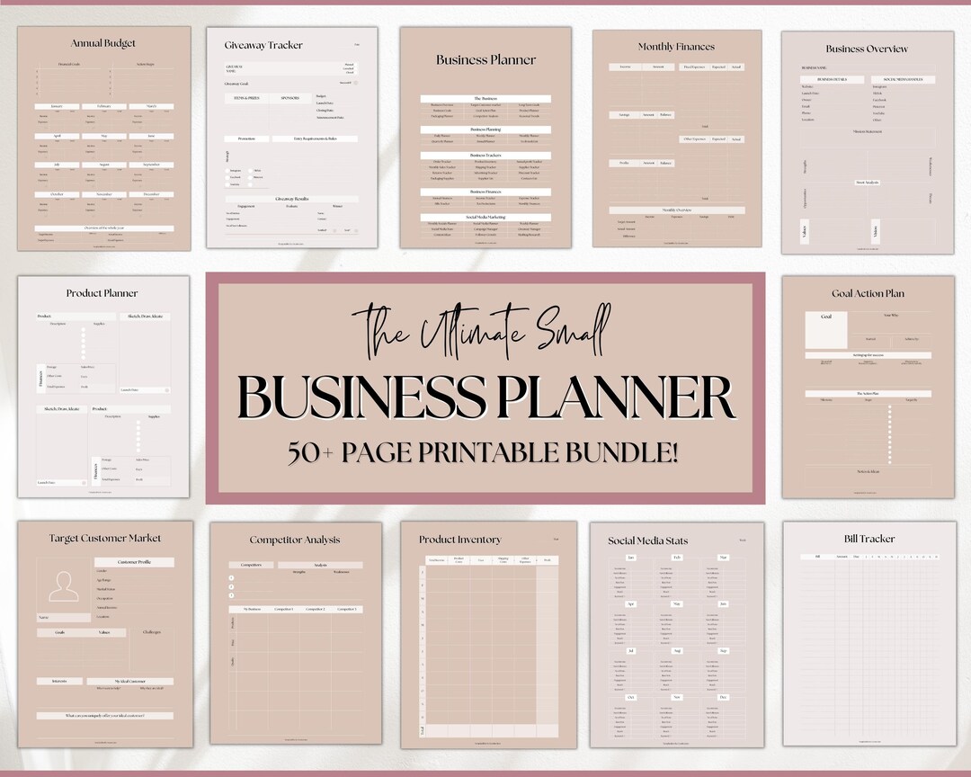 Business Planner Printable BUNDLE, Small Business Planner, Side Hustle ...