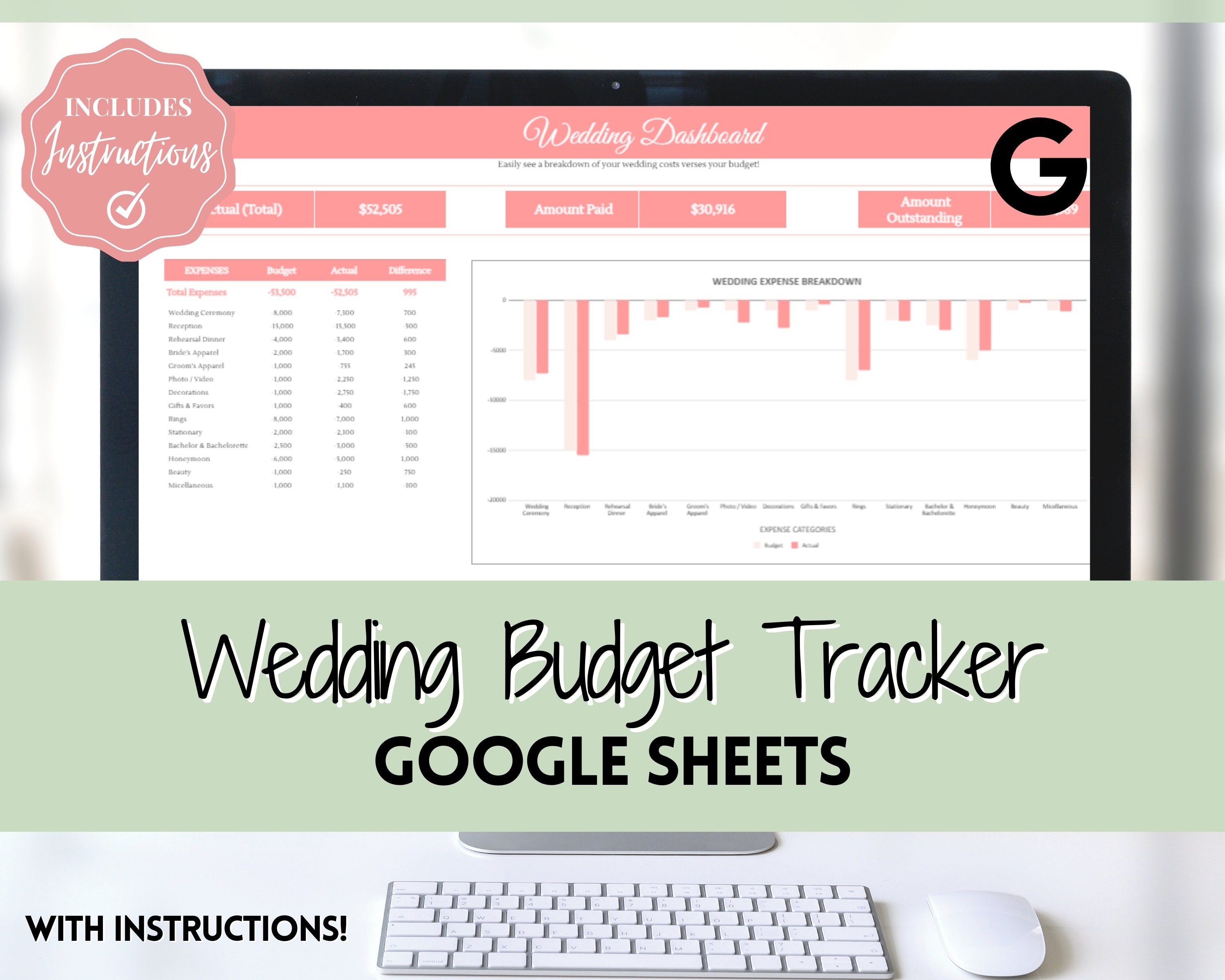 Ultimate Wedding Planner Budget Tracker Google Sheets Track - Etsy