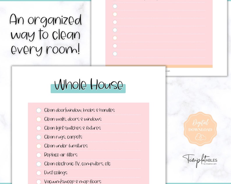 Cleaning Checklist Printable Room by Room Cleaning Cards - Etsy