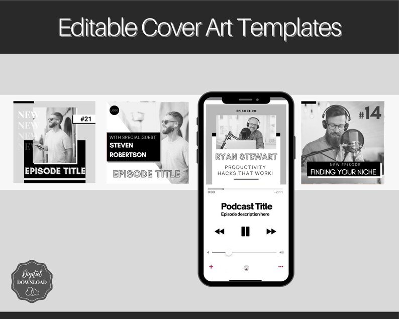 10 Editable Podcast Cover Art Templates. Podcast Canva BUNDLE. | Etsy