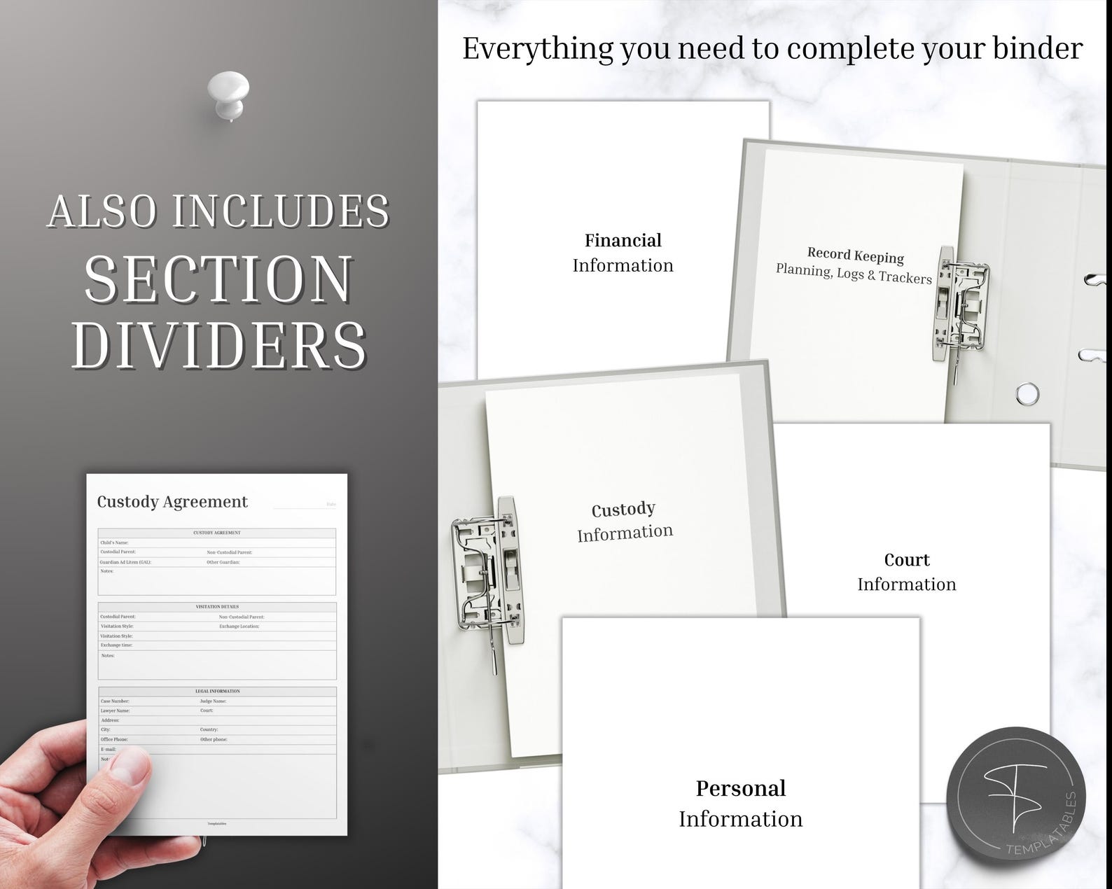 Custody Journal, Child Custody Binder, Printable Child Custody Planner ...