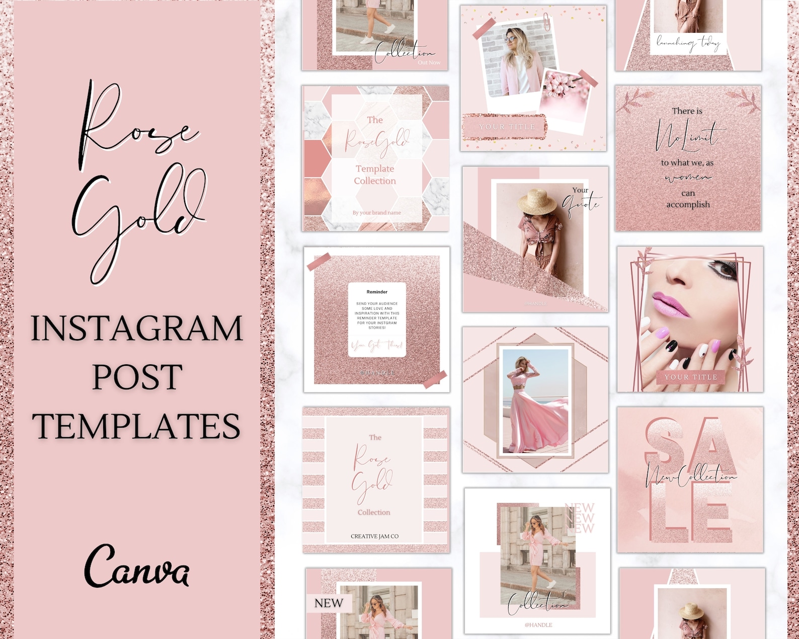 Rose Gold Instagram Post Templates Rose Gold Instagram Frame | Etsy