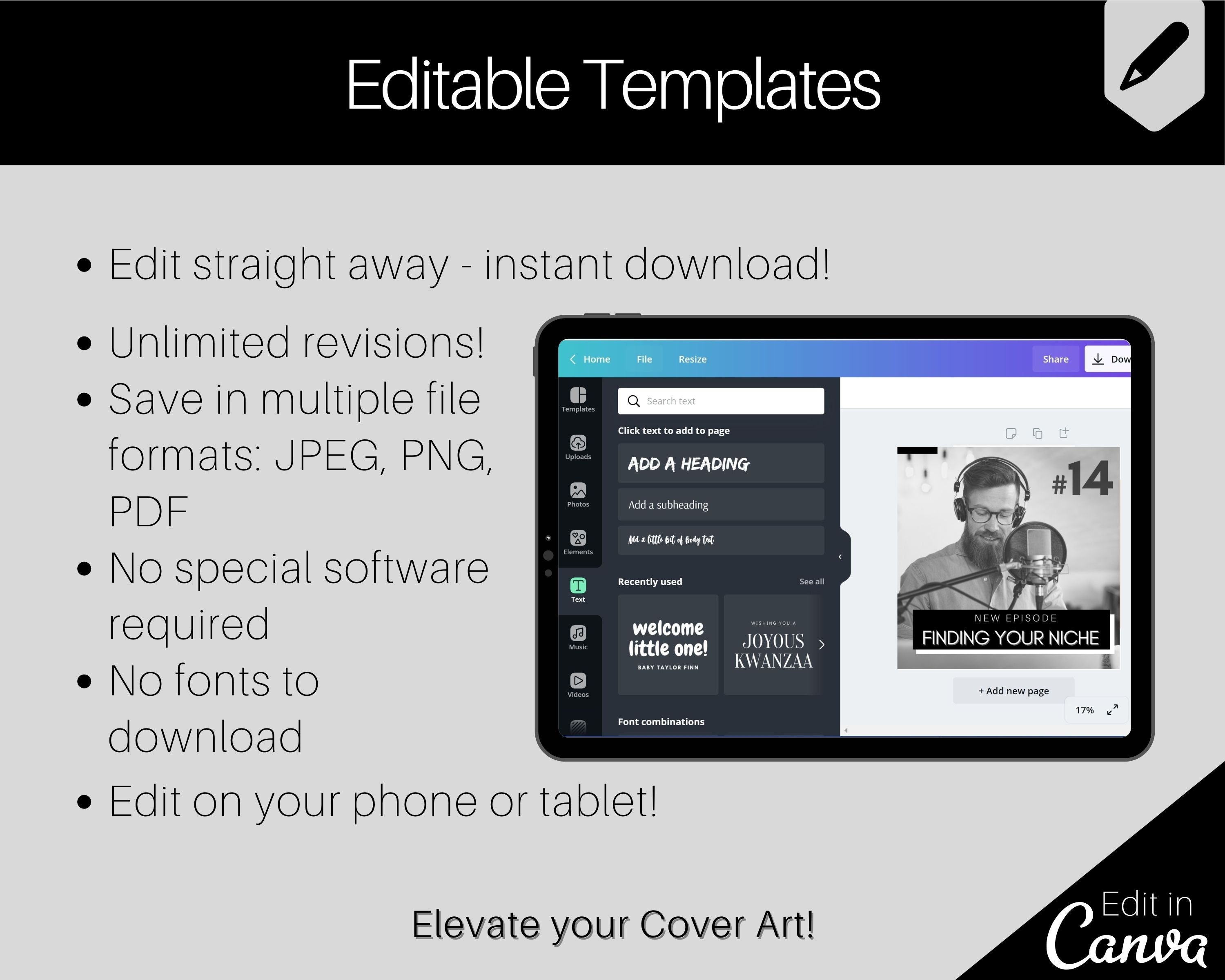 10 Editable Podcast Cover Art Templates. Podcast Canva BUNDLE. Pod Cast ...