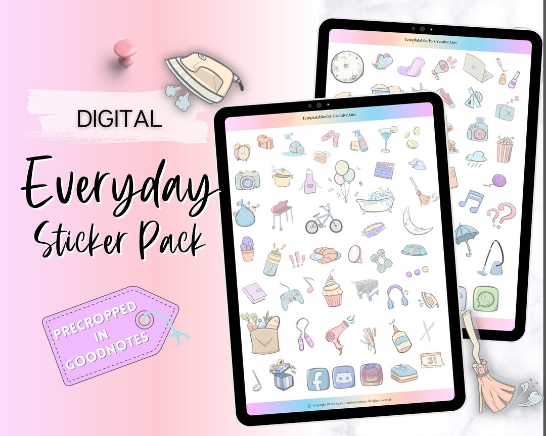 EVERYDAY Digital Stickers, Colorful Rainbow Digital Planner Sticker ...