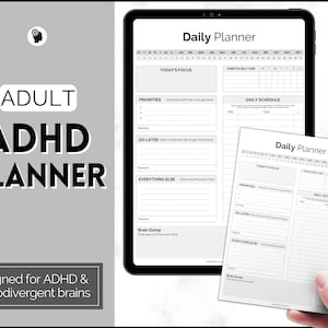 ADHD Daily Planner for Adults, Neurodivergent, Brain Dump Template ...
