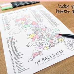 EDITABLE UK Postcode Sales Map, Business Colour in Map, Etsy Sales ...