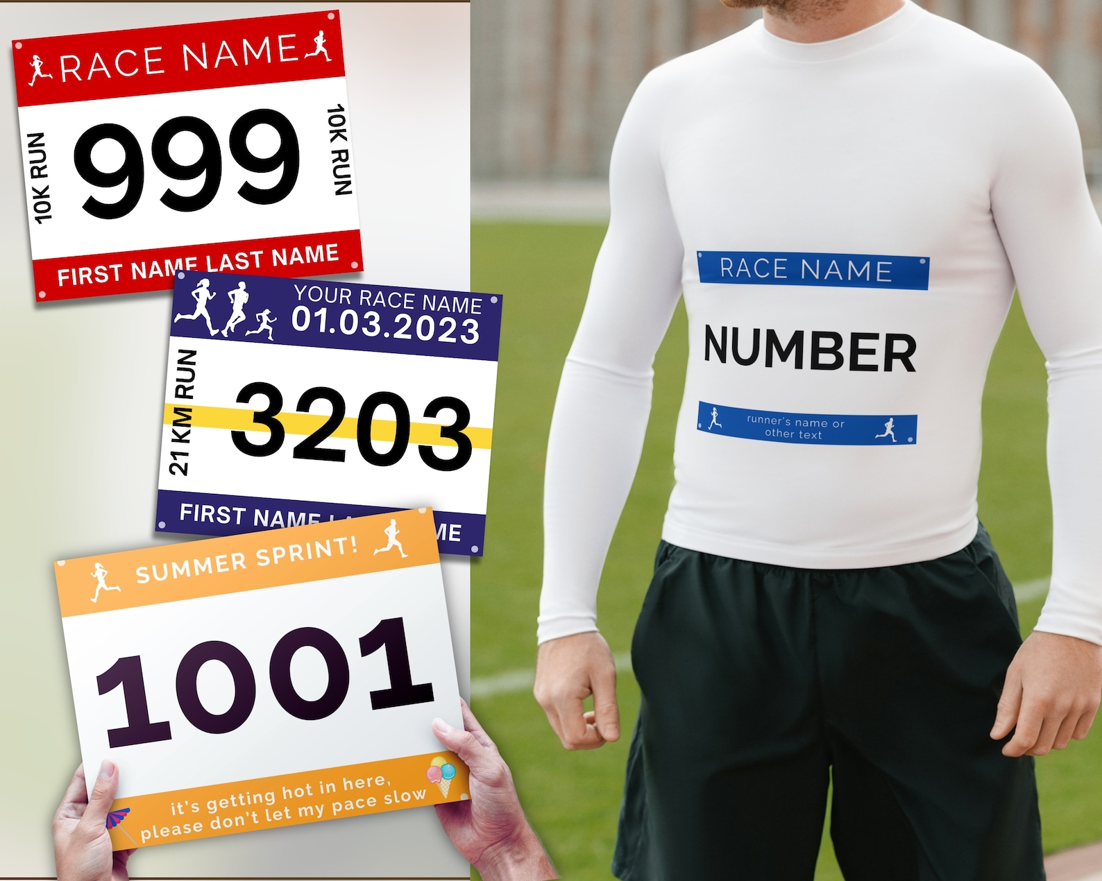 Editable Race Bib Templates, 7 Running Race Bib Templates Included ...
