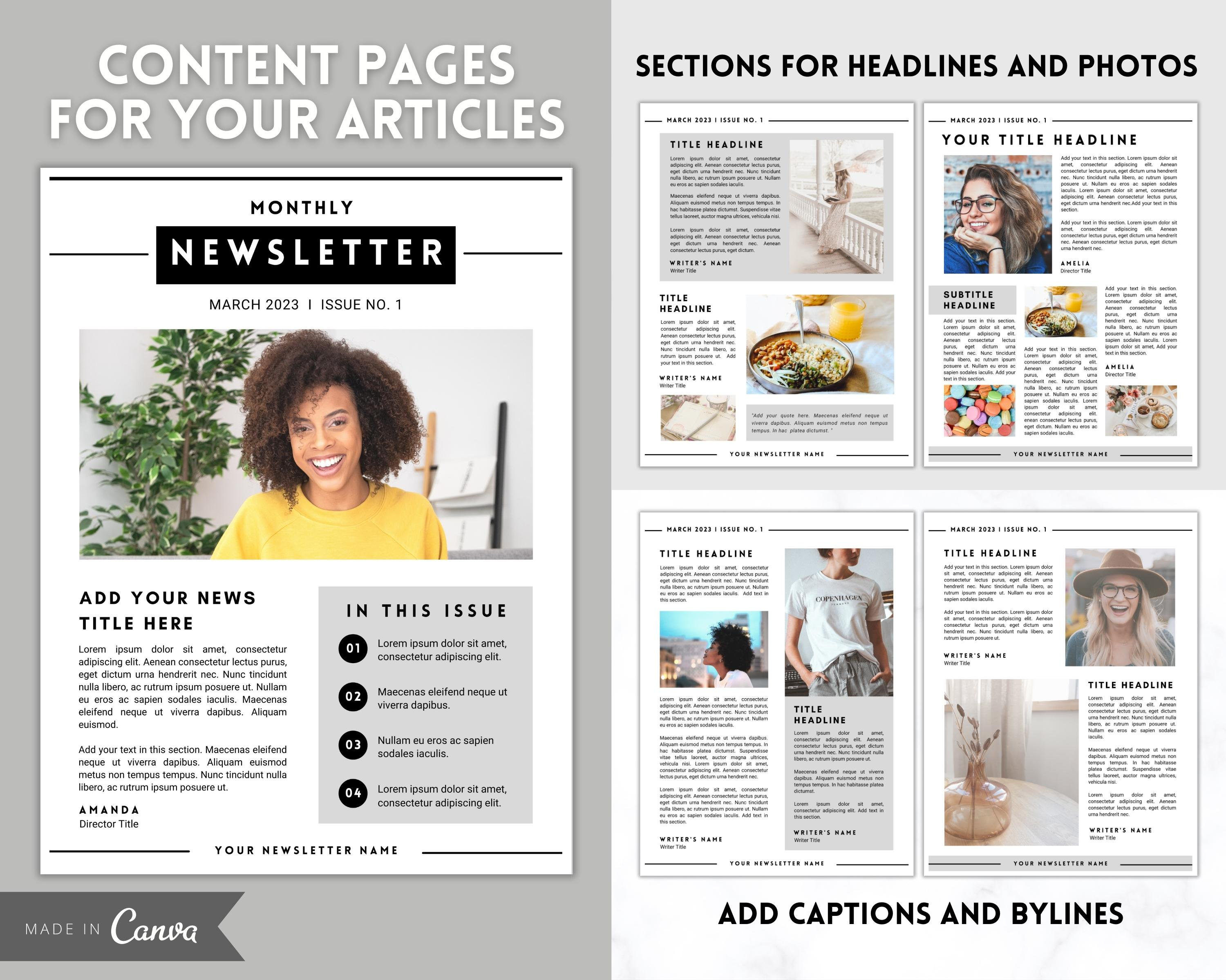 EDITABLE Newsletter Template, 45+ Canva Templates, Monthly, Real Estate ...