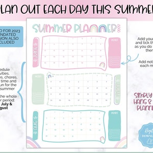 Kids Summer Calendar, 2023 Summer Poster, Summer Countdown, Printable ...