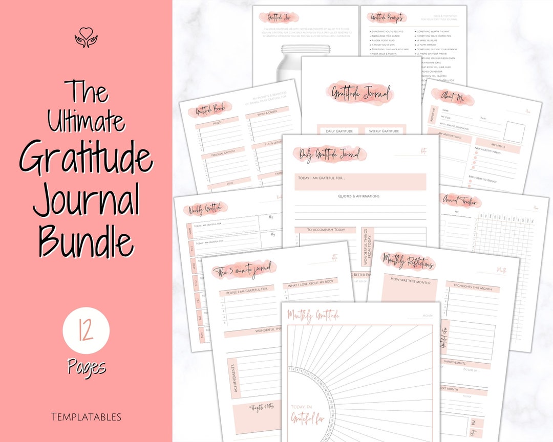 Printable Gratitude Journal BUNDLE! Mindfulness Log, Gratitude Template ...