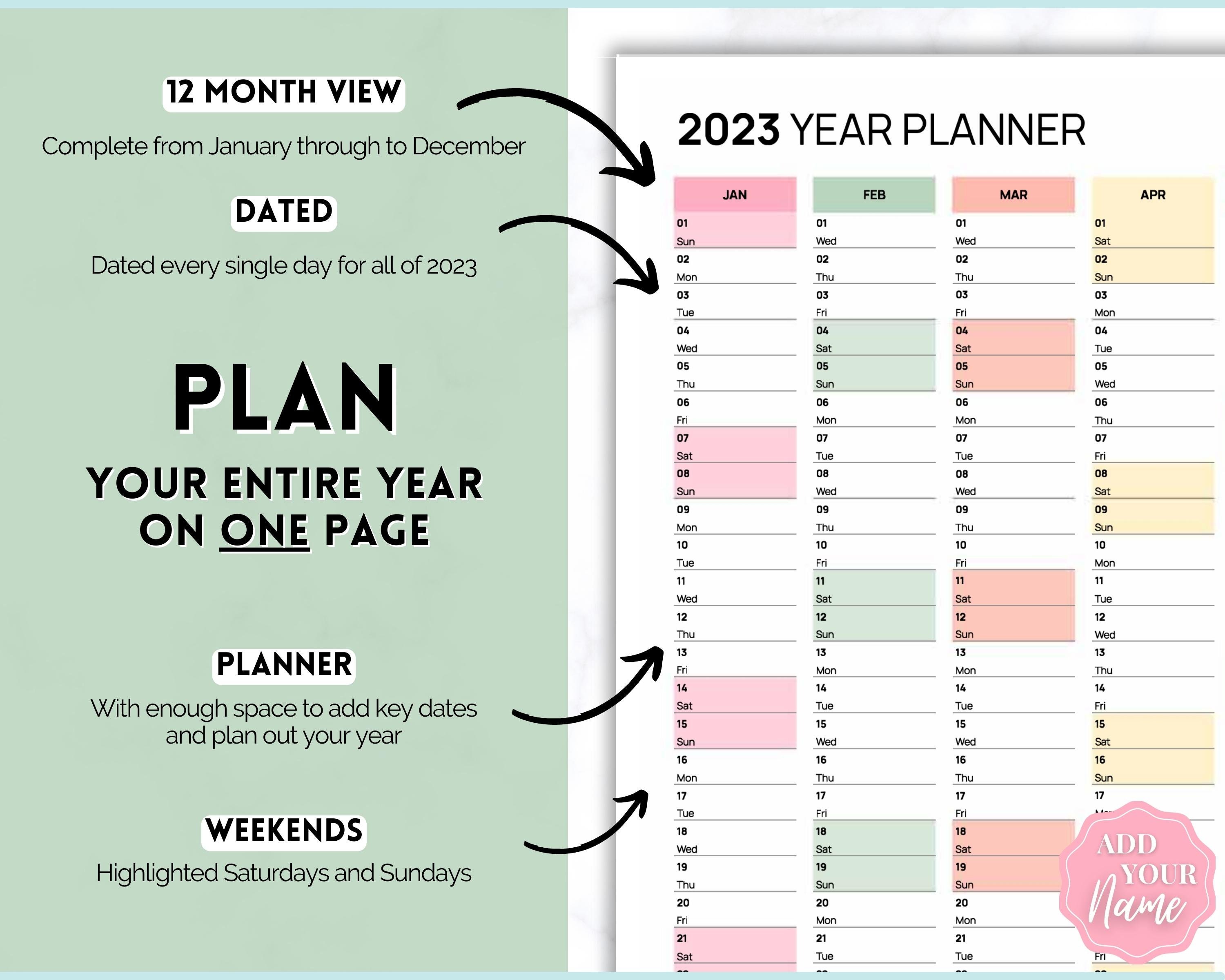 EDITABLE 2023 Wall Calendar Printable Large Yearly Calendar - Etsy UK