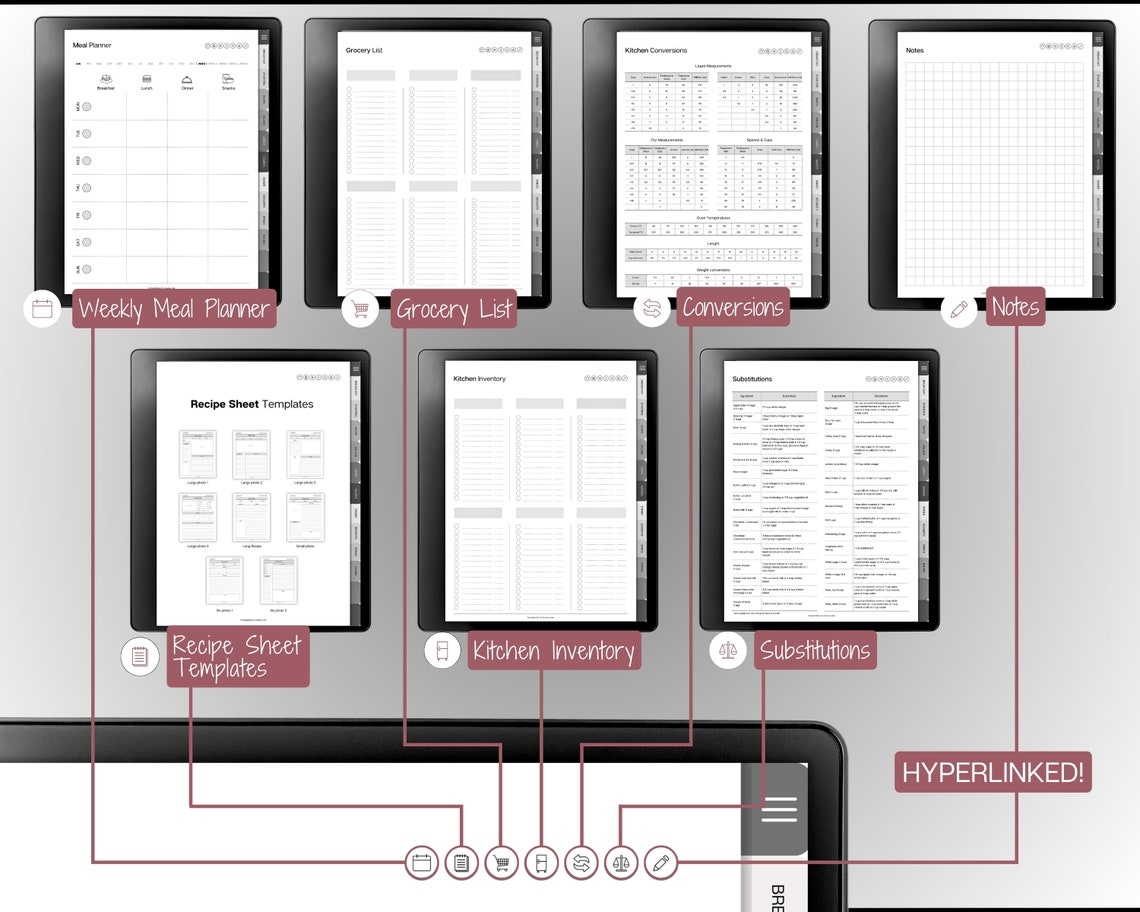 Digital Recipe Book for Kindle Scribe, Recipe Template, Digital Meal ...