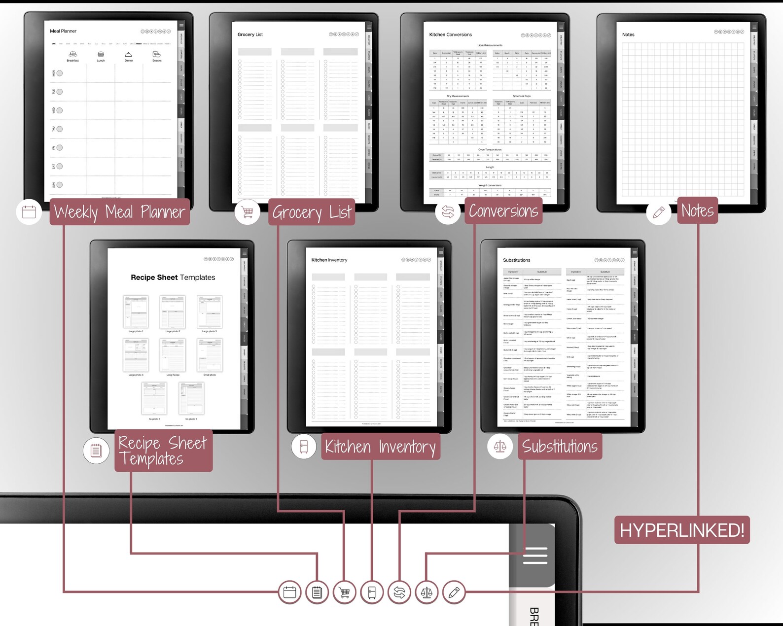 Digital Recipe Book for Kindle Scribe, Recipe Template, Digital Meal ...
