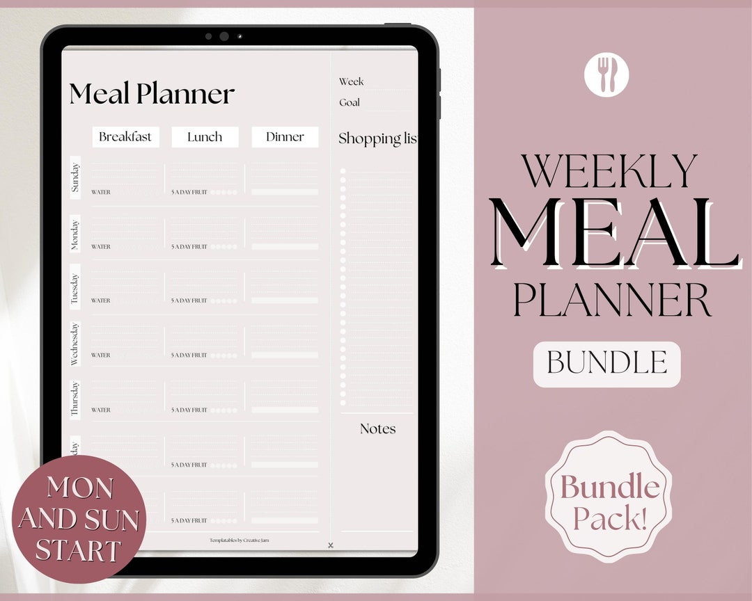 FOOD DIARY Weekly Meal Planner Printable Meal Tracker Food - Etsy