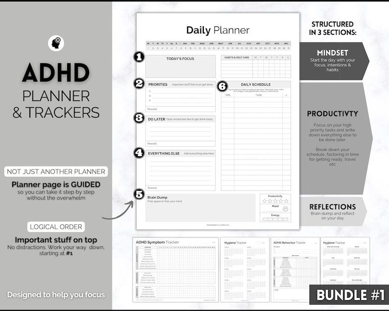 ADHD Planner BUNDLE Printable ADHD Life Planner Adhd Symptom - Etsy