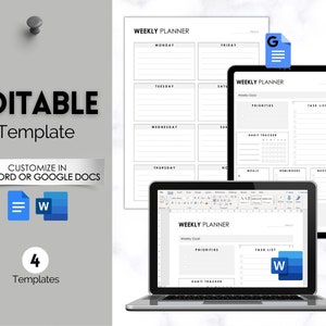 EDITABLE Weekly Planner Template BUNDLE, Week at a Glance, Weekly ...