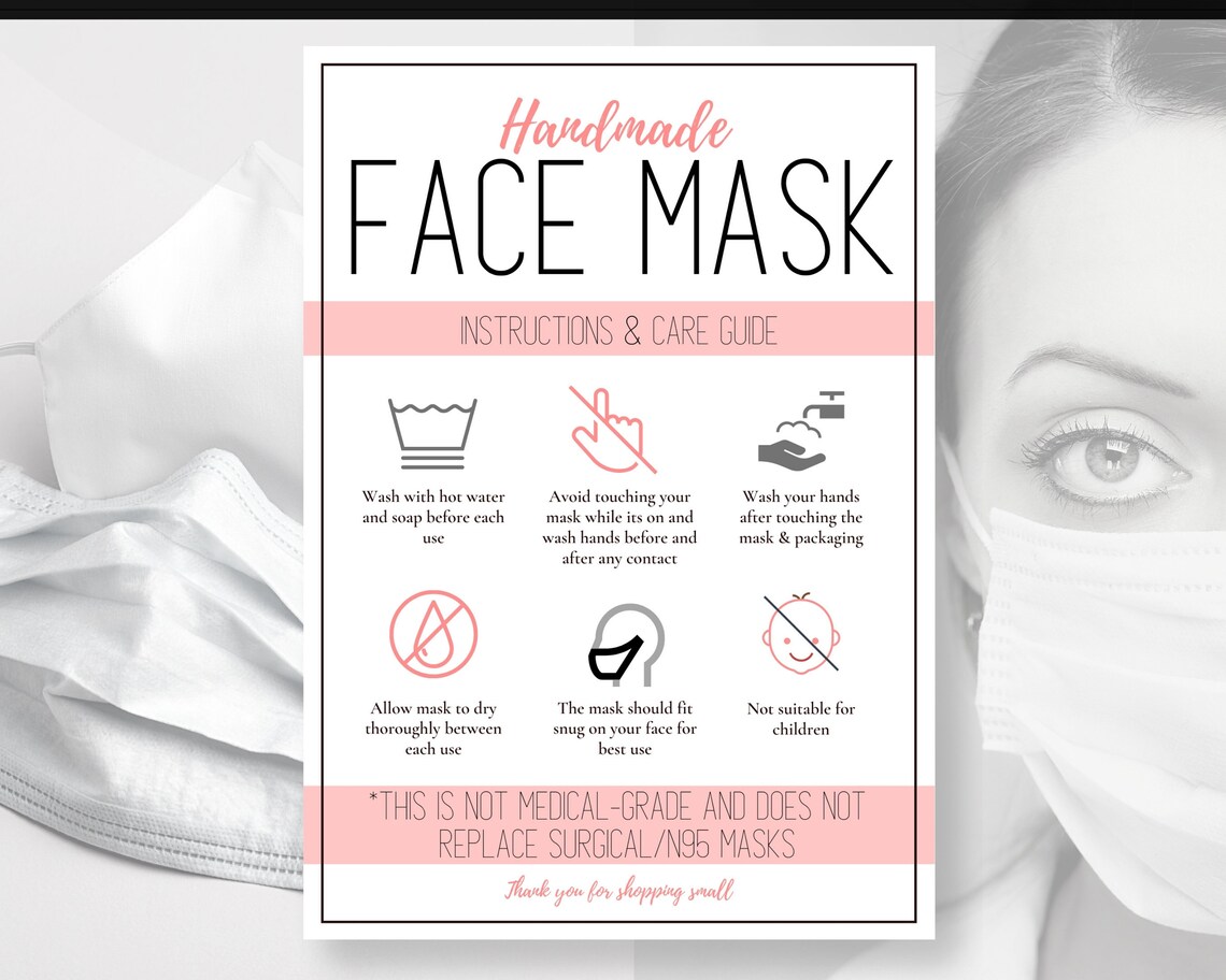 Face Mask LABEL CARE CARD How to Handle Order Card Face Mask - Etsy