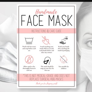 Face Mask LABEL CARE CARD, How to Handle Order Card, Face Mask ...