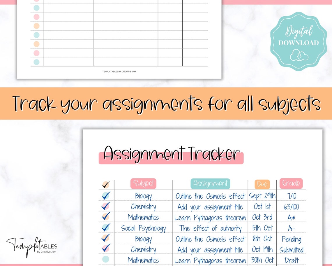 Assignment Planner BUNDLE Printable Assignment Tracker for - Etsy