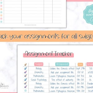 Assignment Planner BUNDLE, Printable Assignment Tracker for Students ...