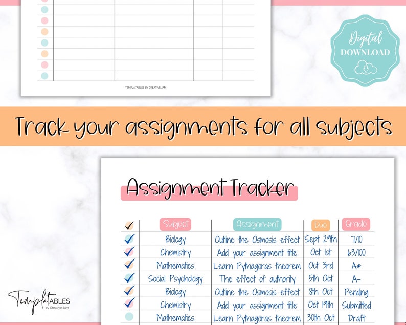 Assignment Planner BUNDLE Printable Assignment Tracker for - Etsy