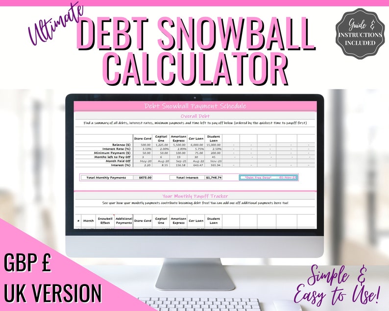 Dave Ramsey Debt Snowball Calculator GBP UK Excel Budget - Etsy