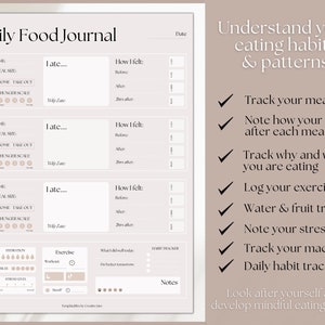 Daily Food Diary Printable, Colorful Food Journal, Diet & Nutrition Log ...