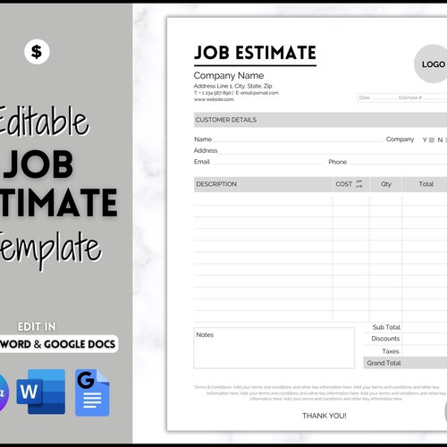 PAVING Service Estimate & Invoice / Business Form Template / - Etsy