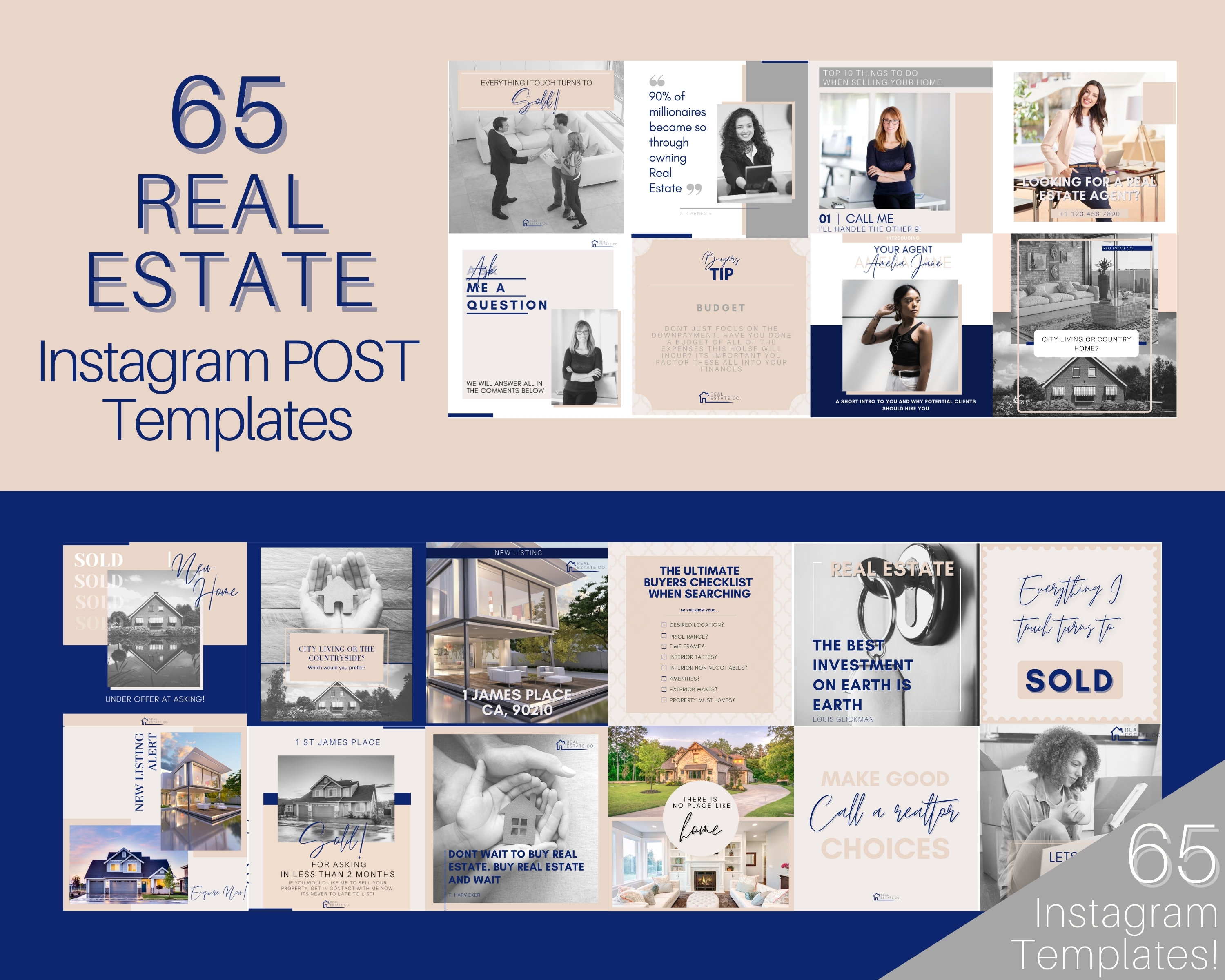 Real Estate Instagram Post Templates Editable in Canva for Realtors who ...