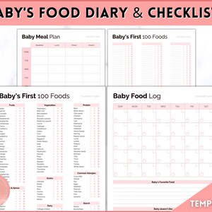 Baby First Foods Checklist, Baby Food Tracker Printable BUNDLE, Meal ...