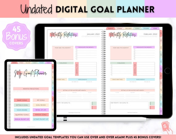UNDATED Digital Planner Digital GOAL Planner Goals Tracker - Etsy