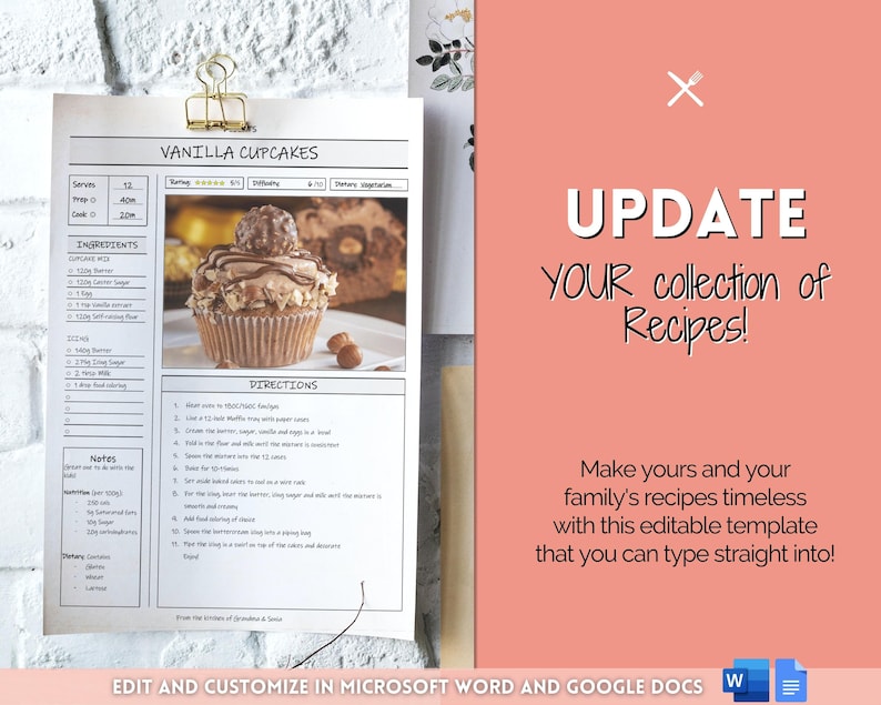 Recipe Book Template, EDITABLE Recipe Sheet Template, Recipe Cards ...