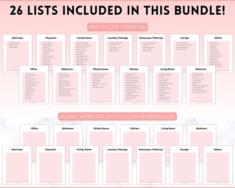 Printable Cleaning Cards Room by Room Cleaning Checklist - Etsy