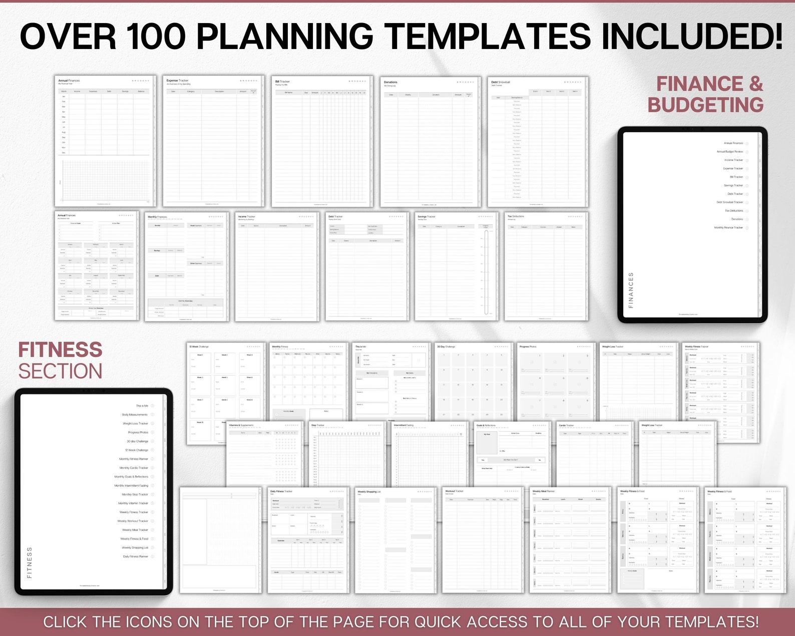 UNDATED Digital DAILY Planner, Weekly, Monthly Planner, Undated Life ...